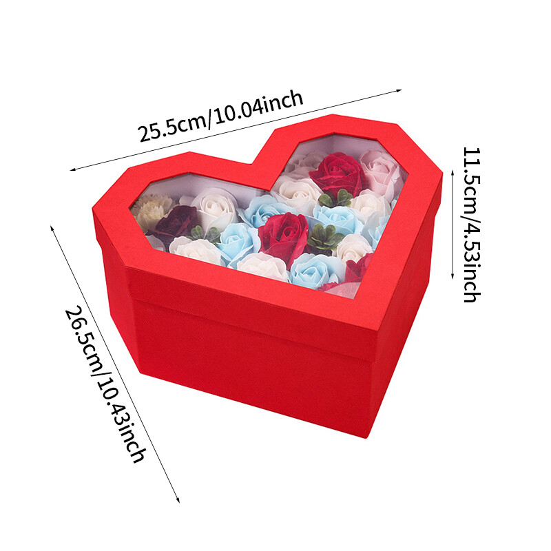 Heart Shaped Present With Lid Window Gift Box Birthday Paper Wedding ...