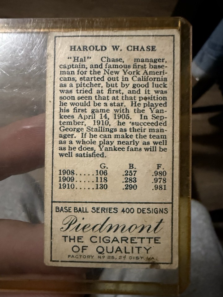 T205 Gold Border Hal Chase Piedmont Back | eBay