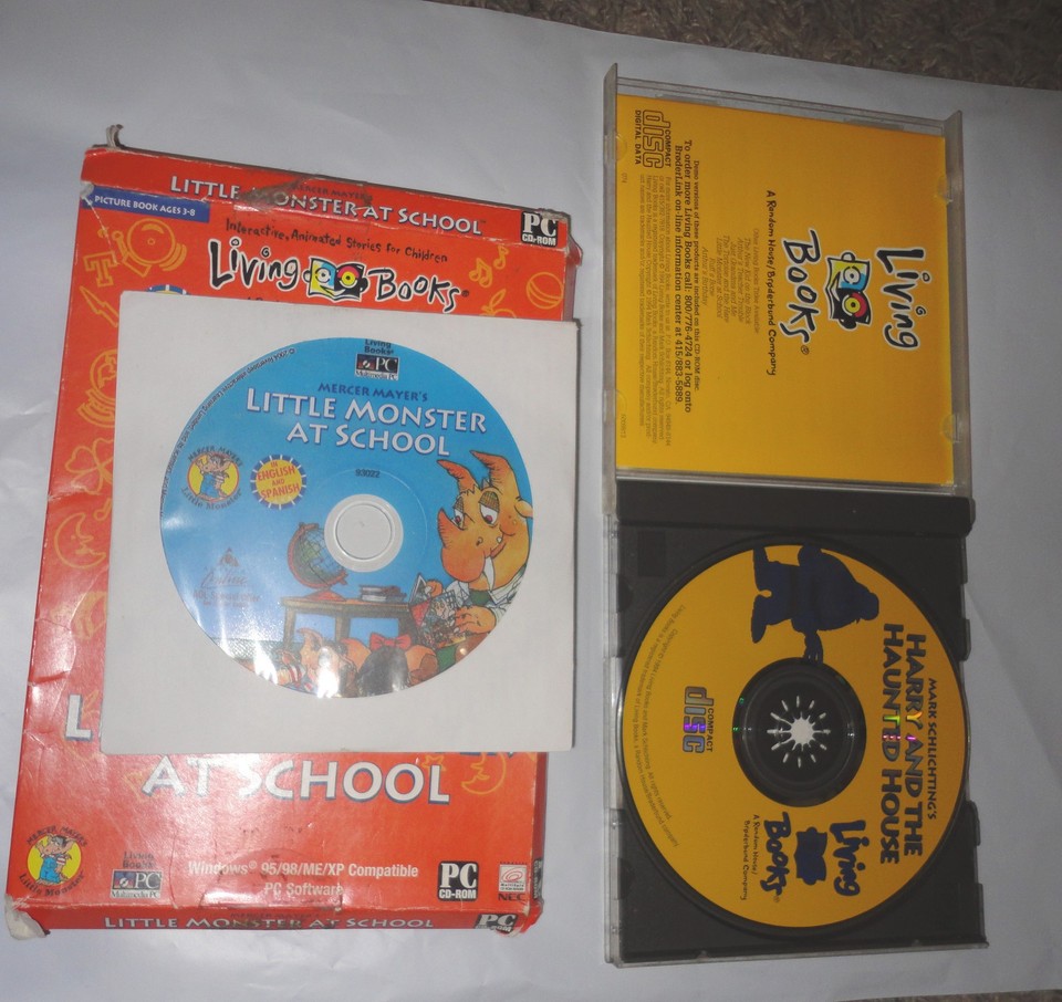 LOT 2 LIVING BOOKS: LITTLE MONSTER AT SCHOOL + HARRY AND HAUNTED HOUSE ...