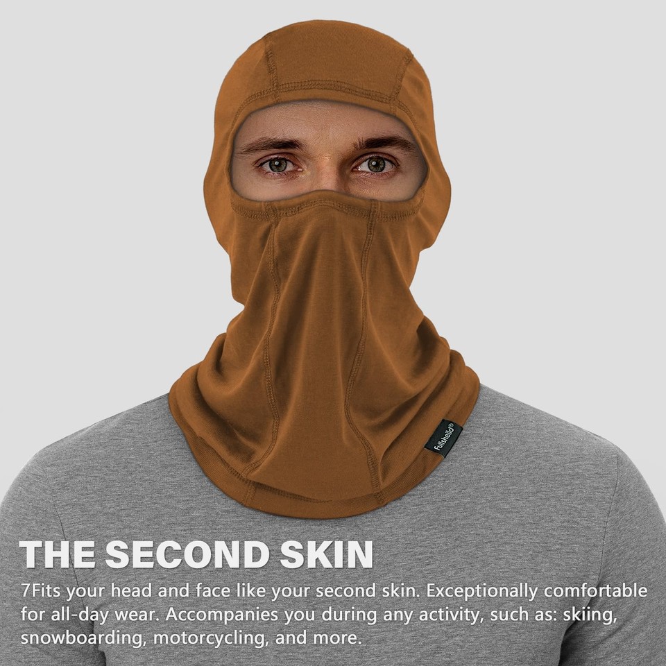 Merino Wool Balaclava Winter Ski Mask for Men & Women One Size, Orange ...