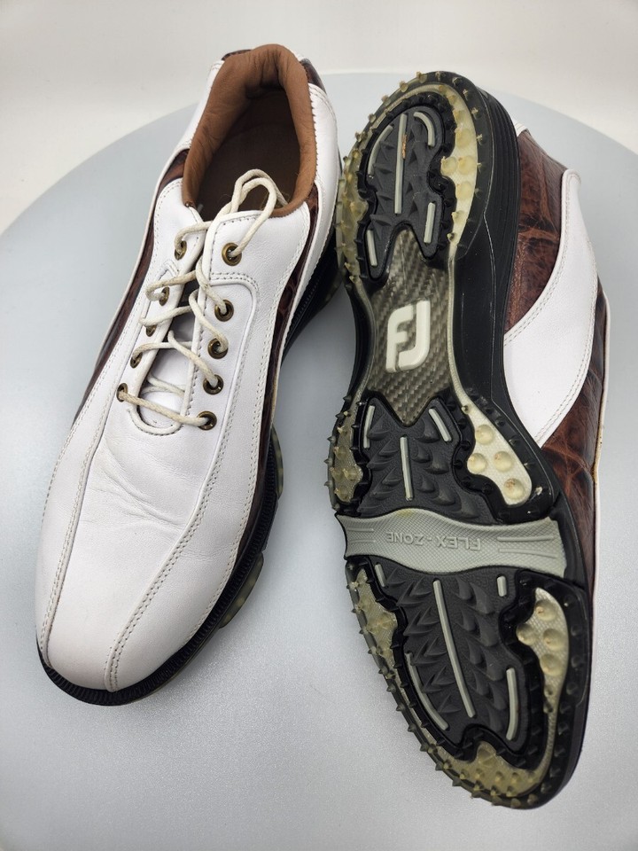 [NEW]FootJoy Men's Icon Spikeless Golf Shoes 52283 (White/Brown ...