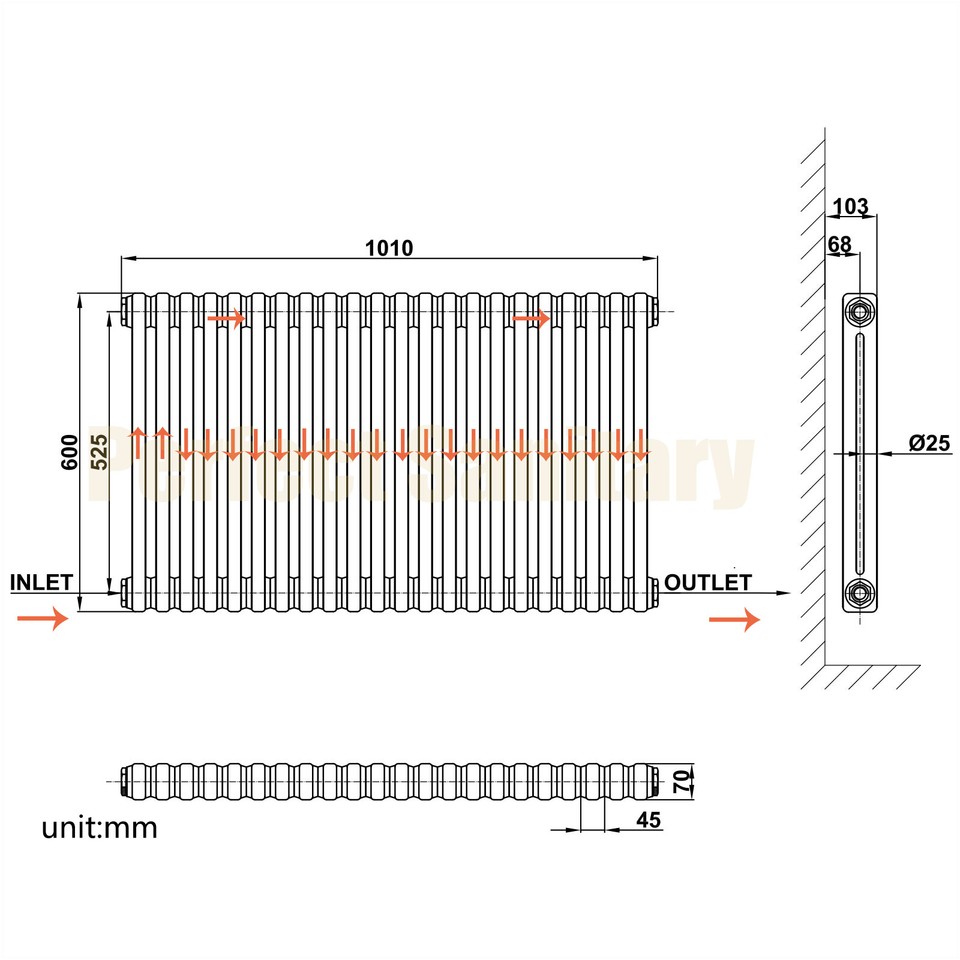 Traditional 2 3 4Column Vertical Horizontal Radiator Cast Iron Style ...