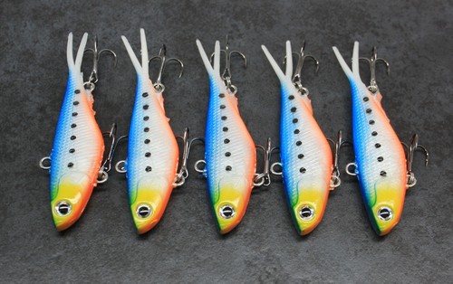 Soft Plastic Vibe Lures x5, 95mm, Vib Vibes Blade trazo transam Fishing ...