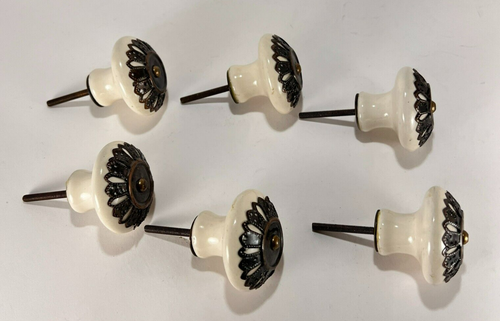 Drawer Cabinet Knob Casa Decor Ceramic Metal Round Contemporary Salvage Lot of 6 | eBay