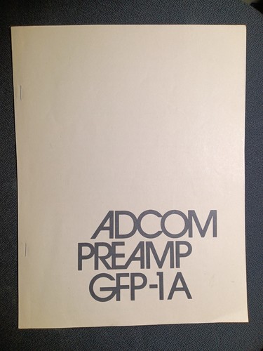 ADCOM GFP-1A PreAmp Owners Manual Original | eBay