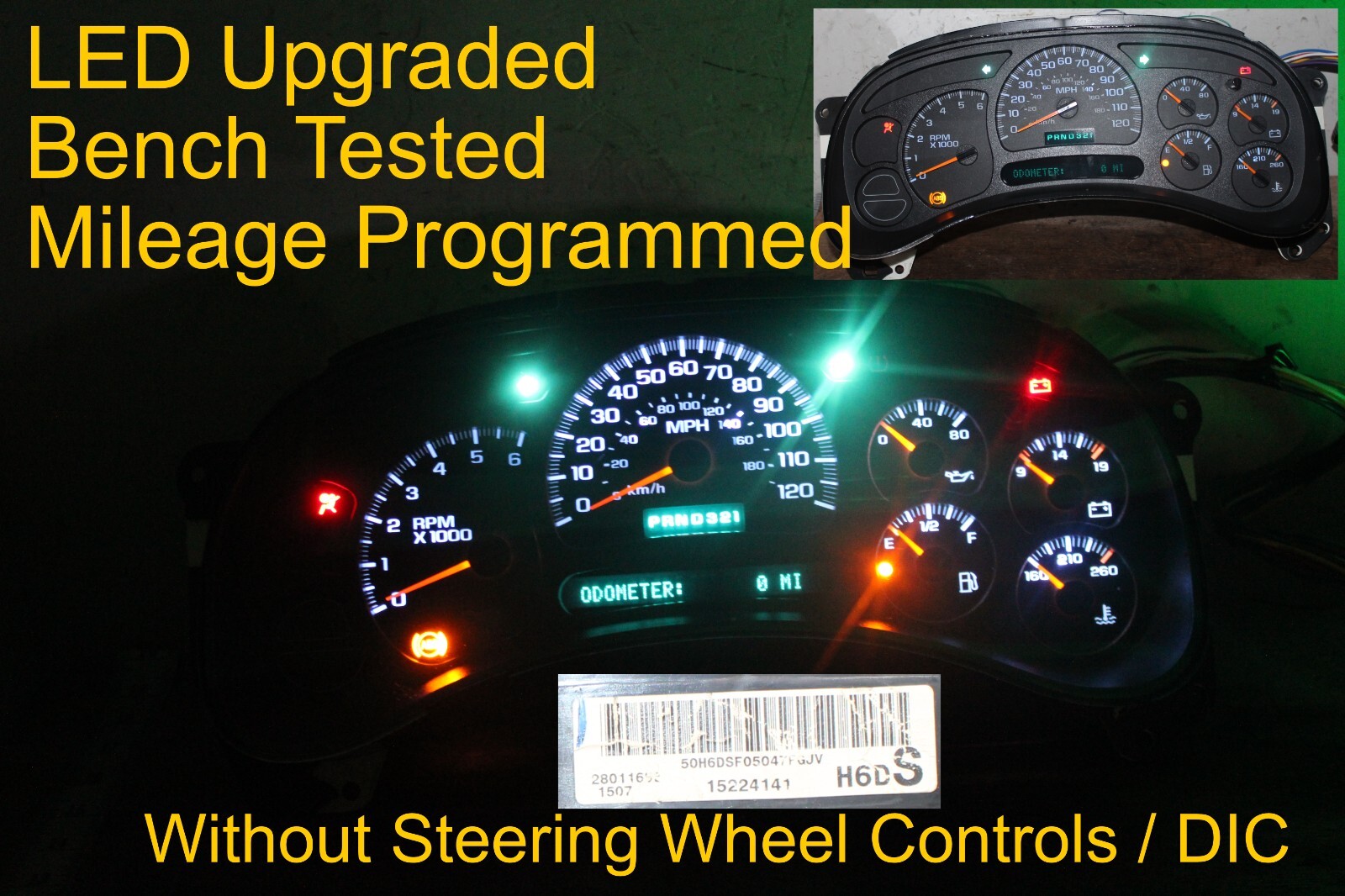 03-05 4.8 5.3 Instrument Cluster Gauges 15224141 Speedo Speedometer LED ...