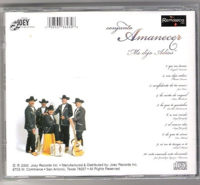 Me Dijo Adios by Amanecer (CD, Aug-2003, Discos Joey Int) for sale ...