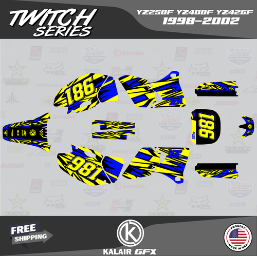 Graphics Kit for YAMAHA YZ250F YZ400F YZ426F 1998-2002 Twitch - Yellow ...