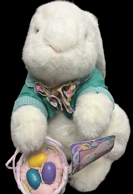 VTG Peter Cottontail Stuffed Animal Easter Bunny Egg Basket Plush 1995 ...