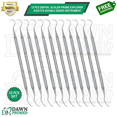 12 Pcs Dental Scaler Probe Explorer #23/17A Double Ended Surgical ...