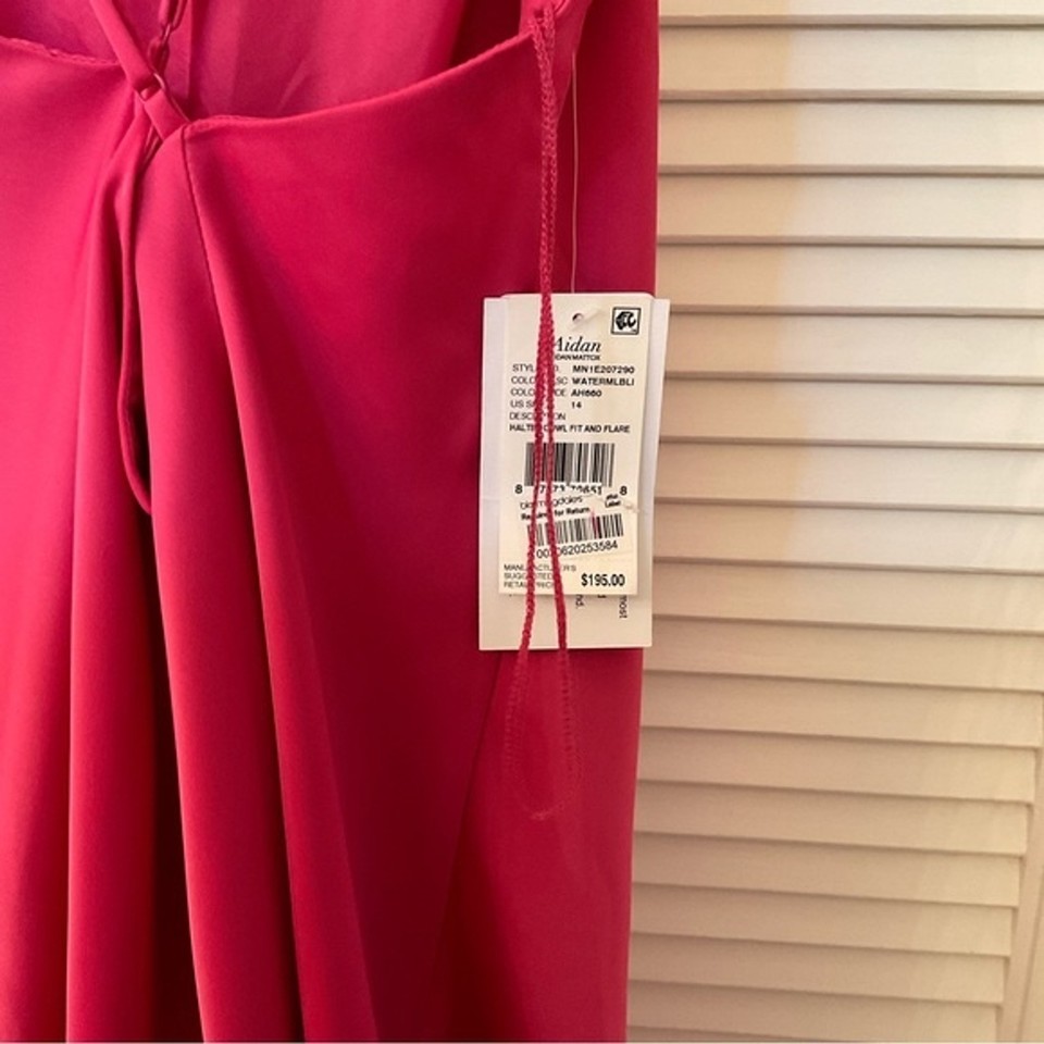 Aidan Mattox Dress Women's 14 Watermelon Cowl Neckline Fit & Flare NWT ...