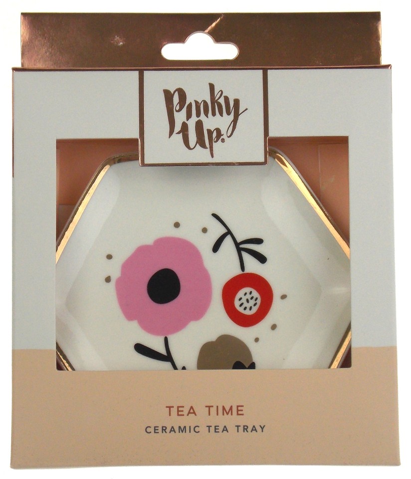 True Brands Pinky Up Posy Tea Tray Ceramic Flowers Posies Trinket ...