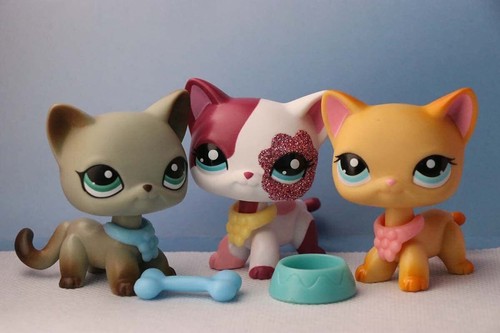 Pet Shop LPS 3pcs lps Short Hair Cat, lps 2291 291 339 Gray Yellow Cats ...