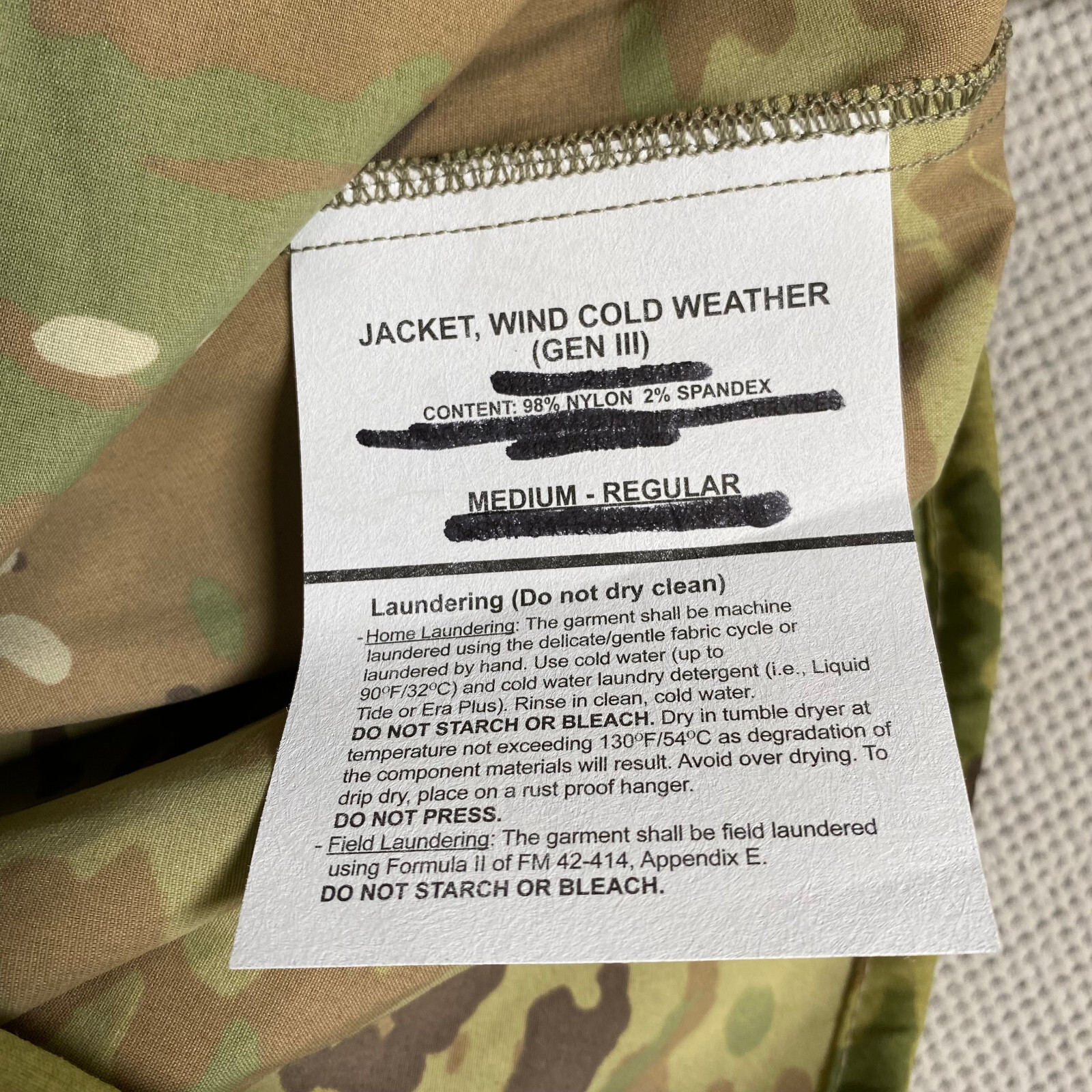 GEN III ECWCS L4 LEVEL 4 JACKET WIND COLD WEATHER OCP MULTICAM USGI ...