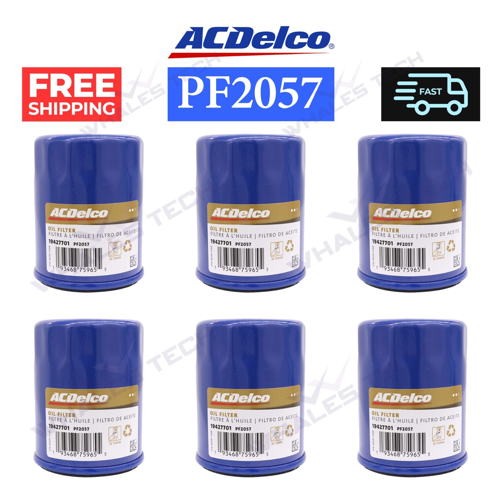 ACDelco Oil Filter GM Original Equipment PF2057 (6 Pack) FREE SHIPPING ...