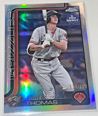 RARE JARED THOMAS /199 REFRACTOR CHROME #PDC-27 2025 TOPPS PRO DEBUT ...