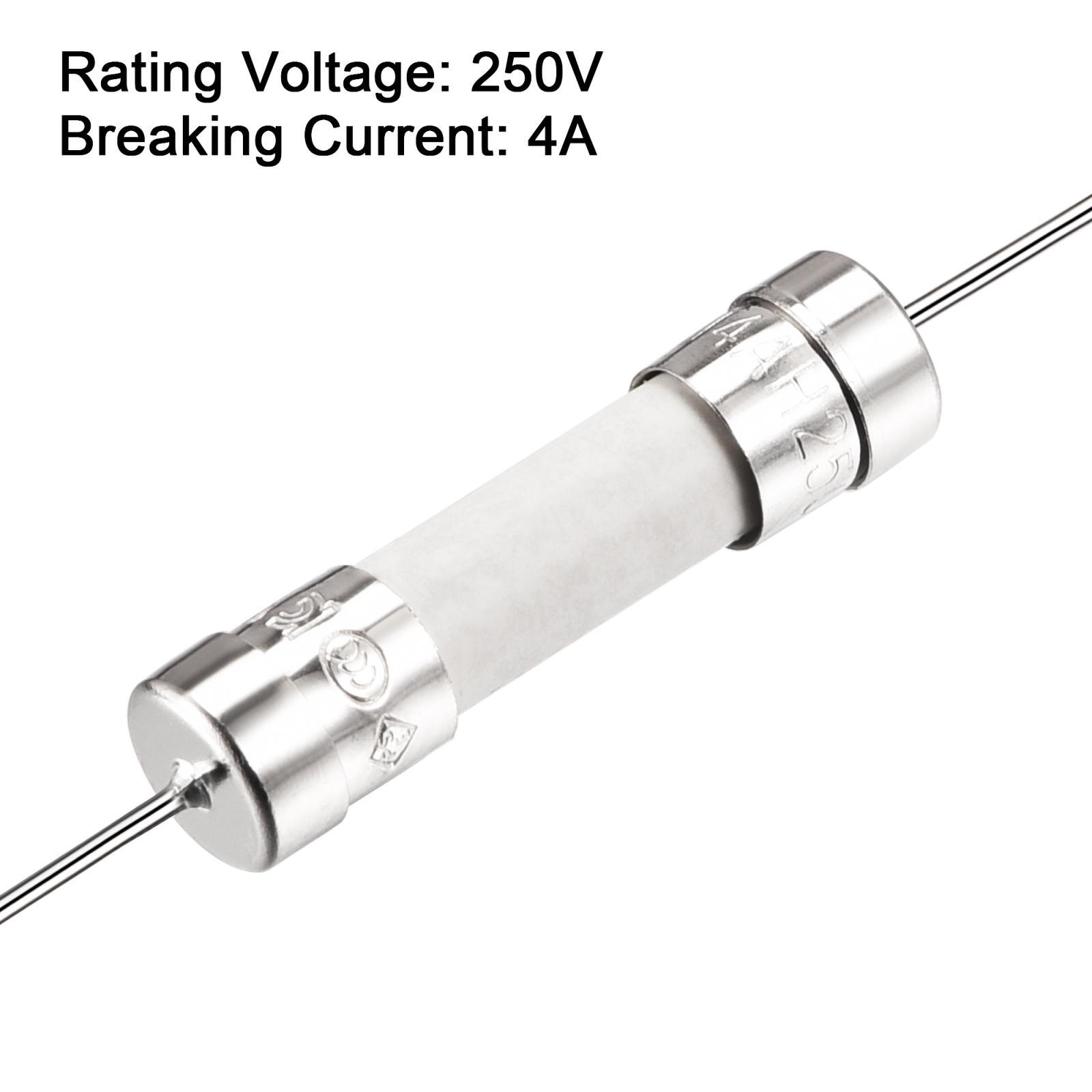 Slow Blow Fuse Time Delay Lead Wire Ceramic Fuses 5mm x 20mm 250V T4A ...