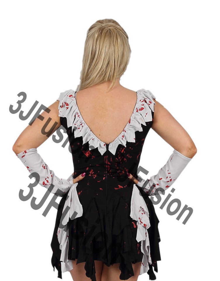 Adult Ladies Zombie School Prom Queen Costume Womens Halloween Fancy ...