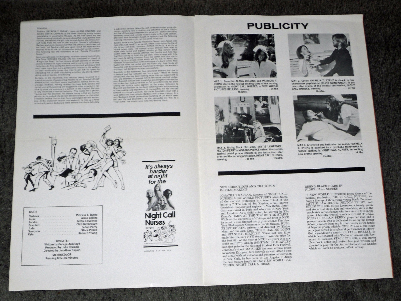 NIGHT CALL NURSES orig 1972 EXPLOITATION movie pressbook ALANA STEWART ...