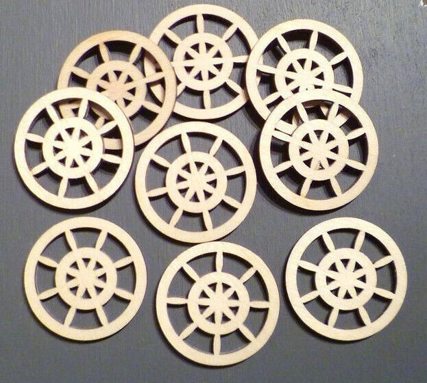 10 x Wooden Craft Wheel shapes Spinning Wheels Card Making Model Wheels ...
