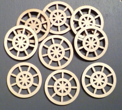10 x Wooden Craft Wheel shapes Spinning Wheels Card Making Model Wheels ...