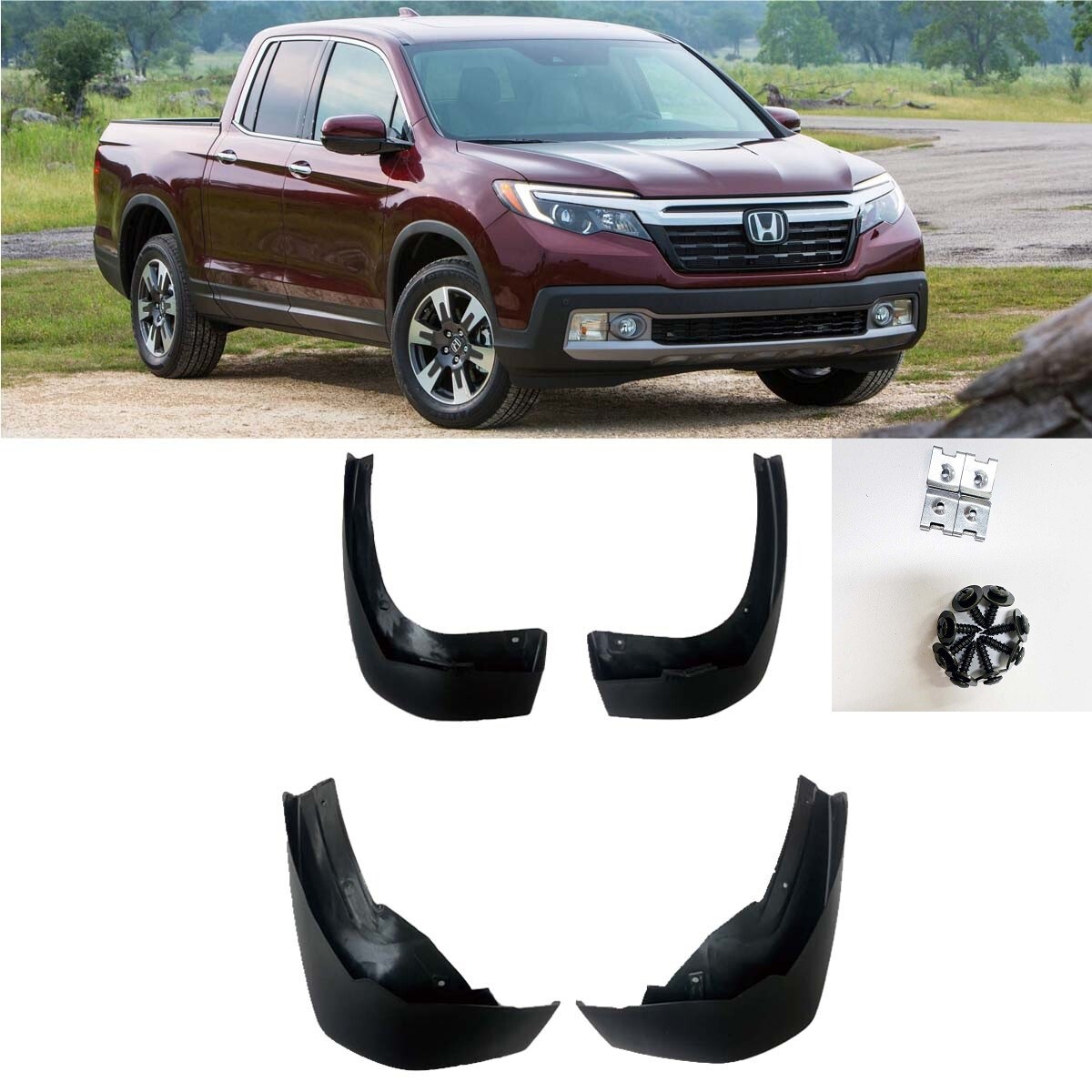Full Set 4 Pieces For 17-25 Ridgeline Mud Flap Rock Fender Splash Guard ...