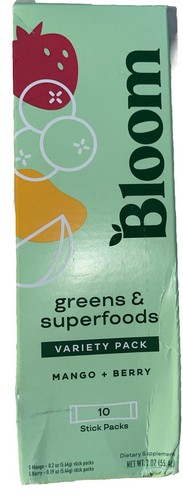 Bloom Nutrition Greens & Superfoods Powder Sticks, Mango Berry, 10 ...