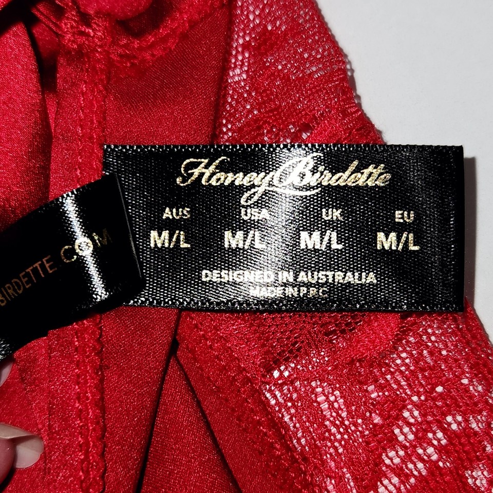 Honey Birdette Shaley Gift Box Set Red Lace Lingerie Cami Brief Sz M ...