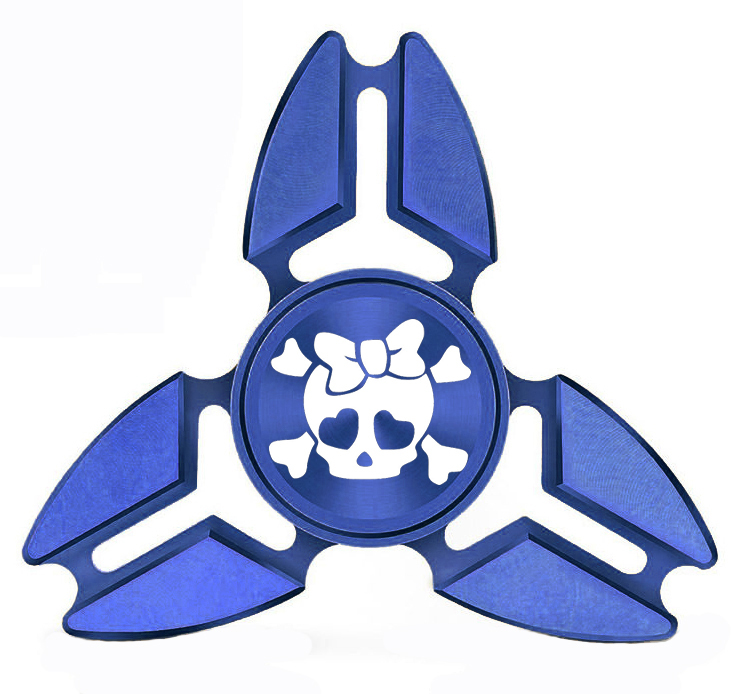 Fidget Spinner Tri-Spinner Aluminum Metal Heart Skull Bow | eBay
