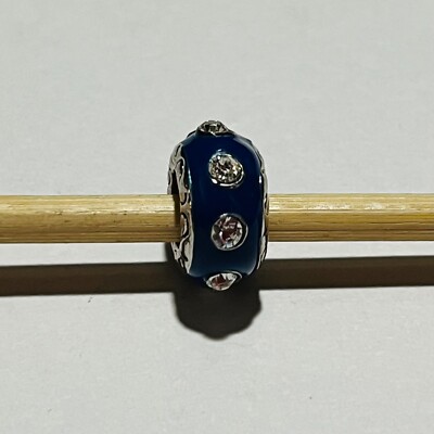 Blue Enameled Bead Charm with Rhinestones | eBay