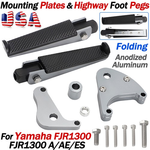 For Yamaha FJR1300 Folding Highway Foot Pegs Footrest & Mounting Plates ...