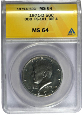 1971-D ANACS MS64 DDO FS-101 Die 4 Kennedy Half-Price Guide $70 | eBay