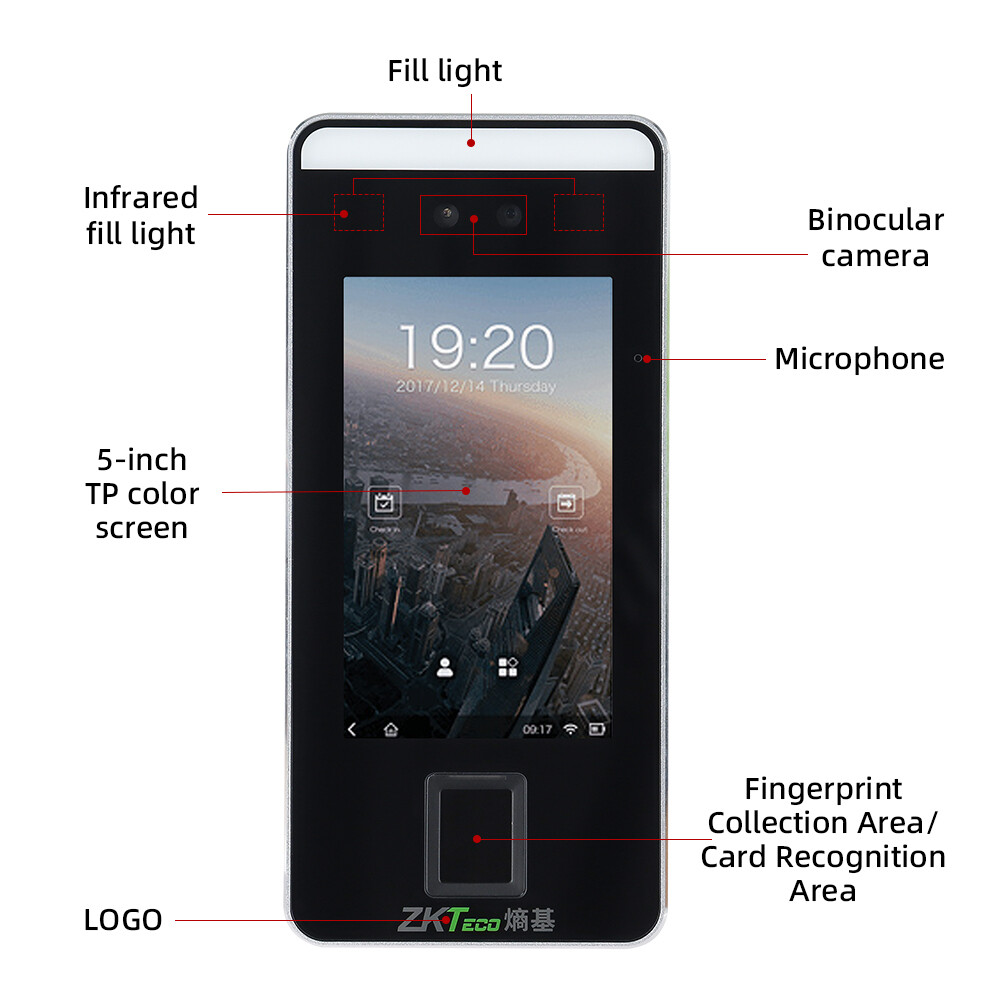 ZKTeco XFace600 Face Facial Fingerprint Recognition Attendance Access ...