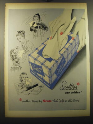1949 Scott Scotties Tissues Ad - Scotties are softies | eBay