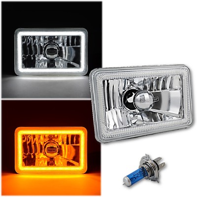 4x6" Switchback LED White DRL Halo / Amber Turn Signal Headlight ...