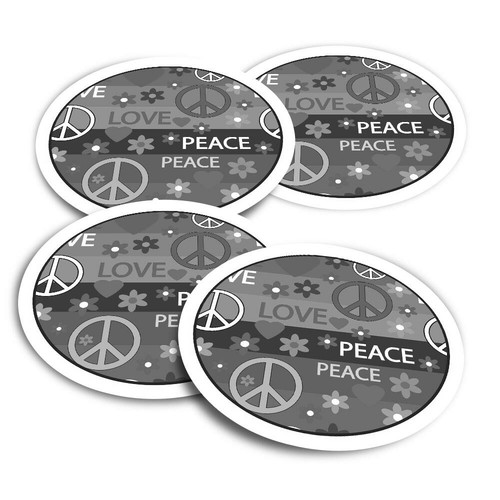 4x Round Stickers 10 cm - BW - Peace Love Hearts Rainbow Flag #40179 | eBay