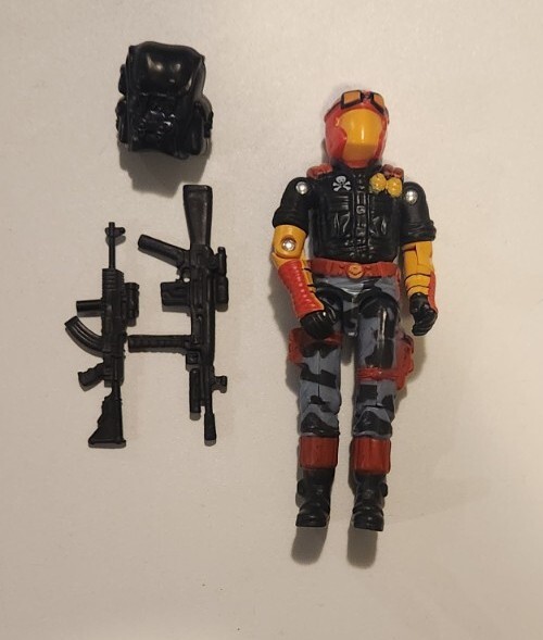 FACTORY CUSTOM GI Joe style Black Major RED LASER RED AND YELLOW Cobra ...