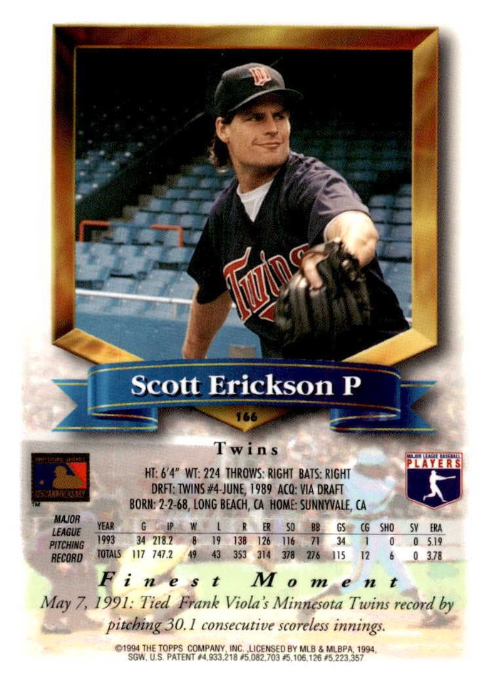 1994 Finest Scott Erickson 166 | eBay