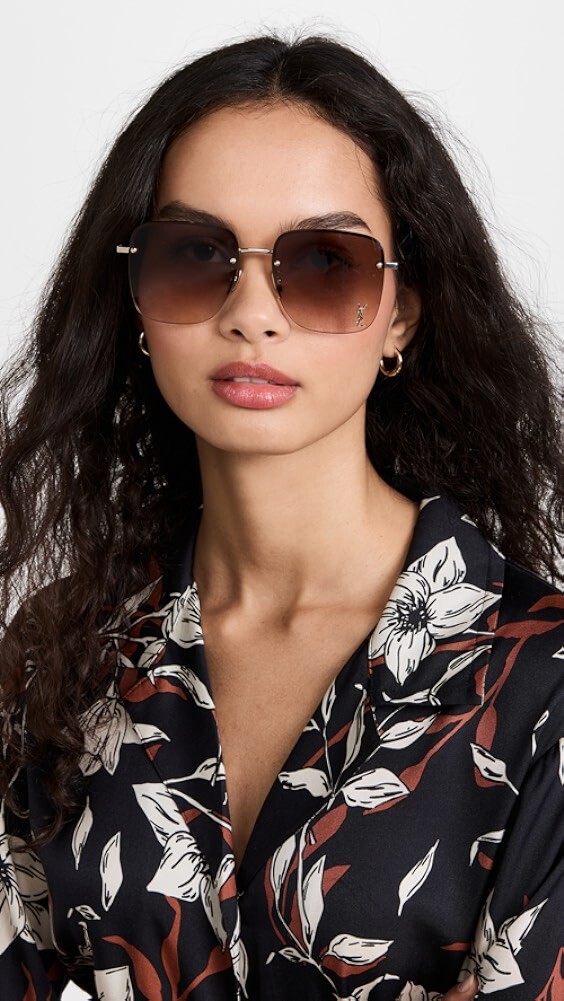 Saint Laurent SL 312 M 008 Gold Brown Gradient YSL Logo Lens Saint Laurent SL 312 M 008 Gold Brown Gradient YSL Logo Lens