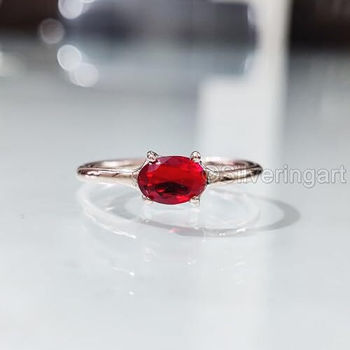 NATURAL RUBY GEMSTONE 925 STERLING SILVER JULY BIRTHSTONE HANDMADE ...