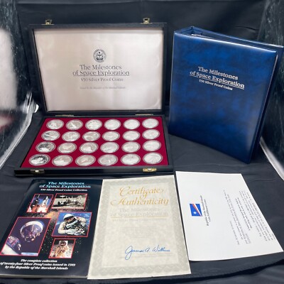 24oz $50 Silver Proof Coins Marshall Islands The Milestones of Space ...