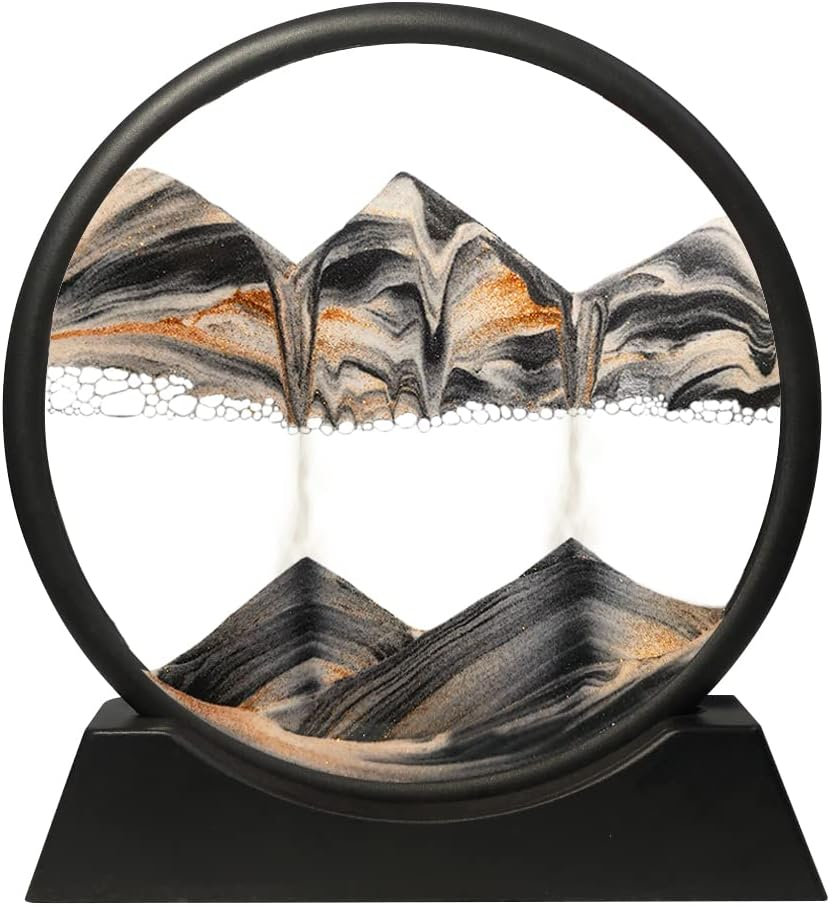 Moving Sand Art Picture Sandscapes in Motion Round Glass 3D Deep Sea ...