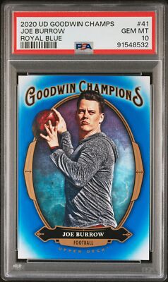 2020 Upper Deck Goodwin Champions Joe Burrow Rookie Royal Blue #41 PSA ...