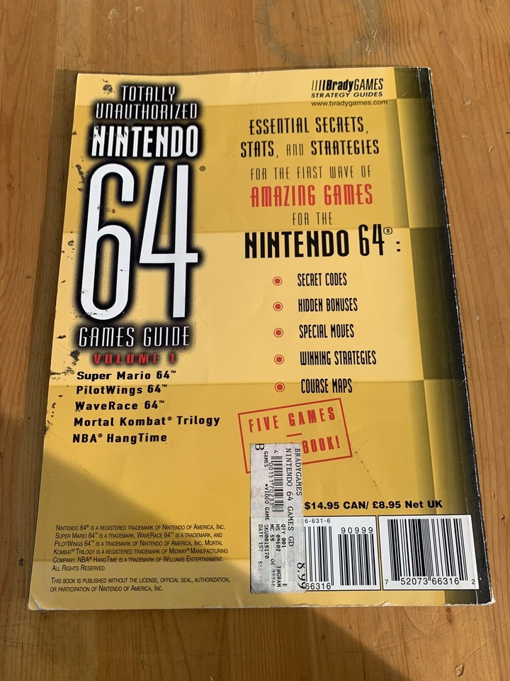 1999 Totally Unauthorized Nintendo 64 Games Guide Vol 1 Paperback ...