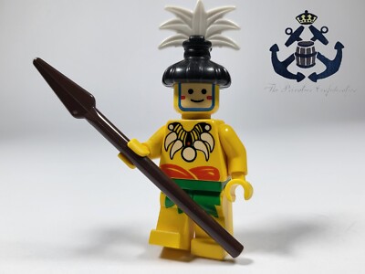 LEGO Minifigure 1990s Pirates Islander King pi069 + Dark Brown Spear ...