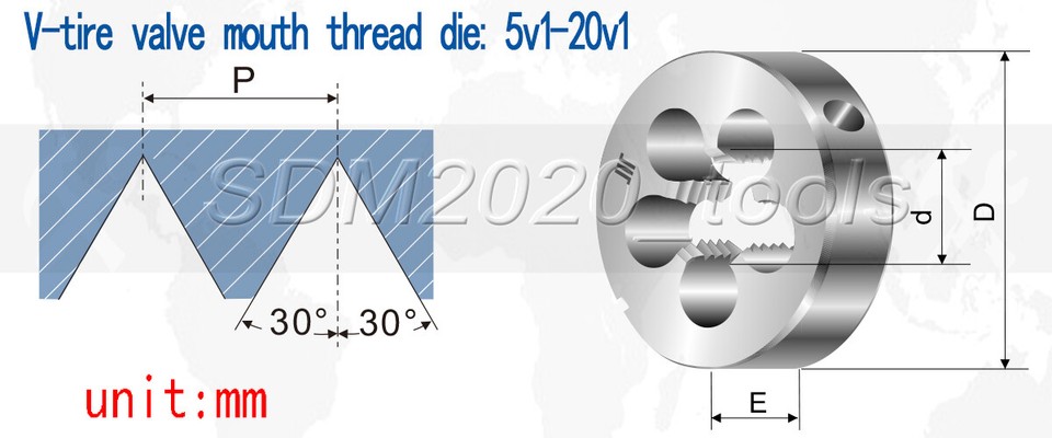 1 set 5V1-36 right-hand tap and die V-tire valve mouth thread Straight ...