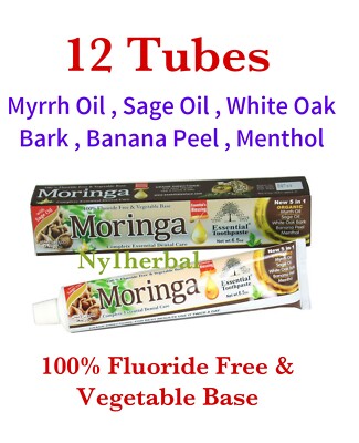 12 Tube MORINGA Toothpaste 5 in 1 Essential 100% Fluoride Free ...