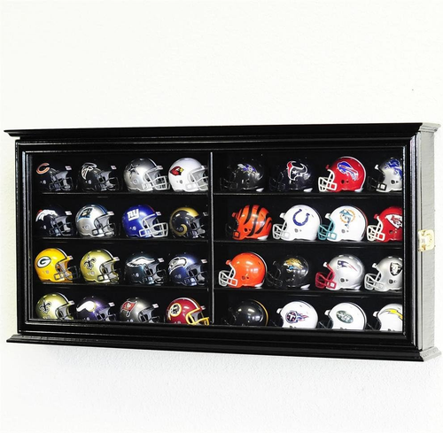 32 Pocket Pro Mini Helmet Display Cabinet Holders Rack W/Uv Protection ...