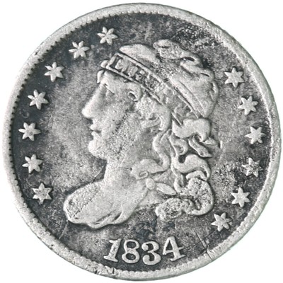 1834 (P) Capped Bust Half Dime Fine FN Off Color See Pics G081 | eBay