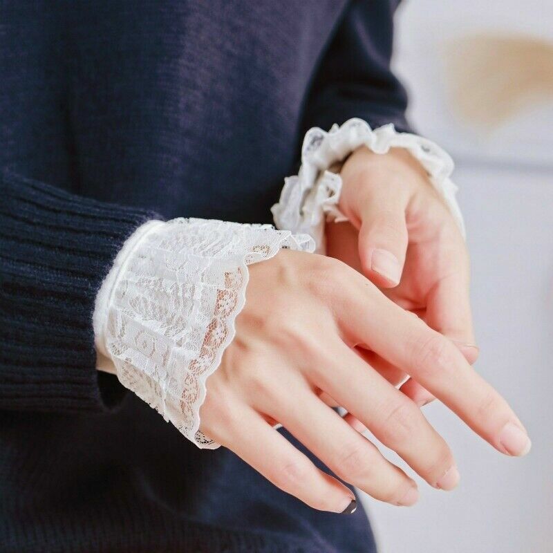 Lady Pair False Fake Faux Cuff Sleeves Lace Chiffon Bell Flare Trimming ...